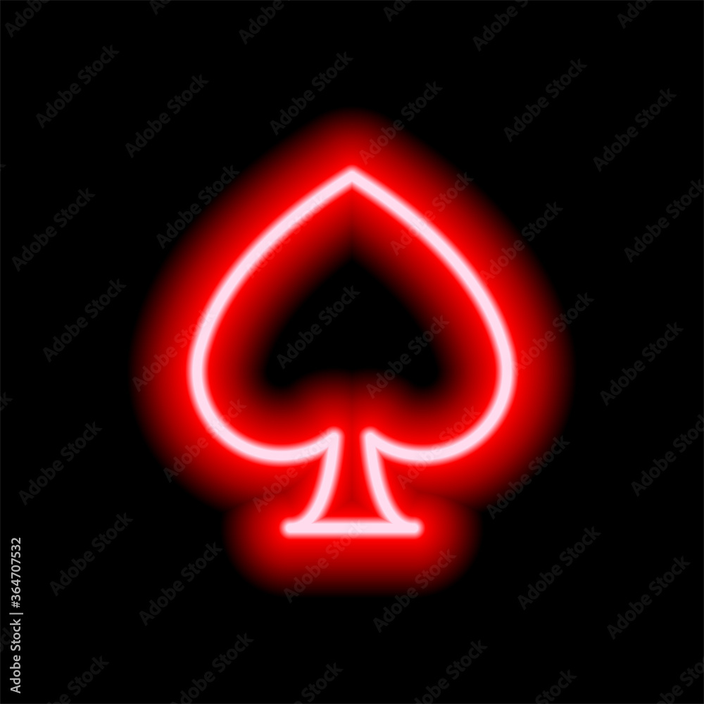Neon symbols of card suits. Red color spade. Suit icon Stock ...