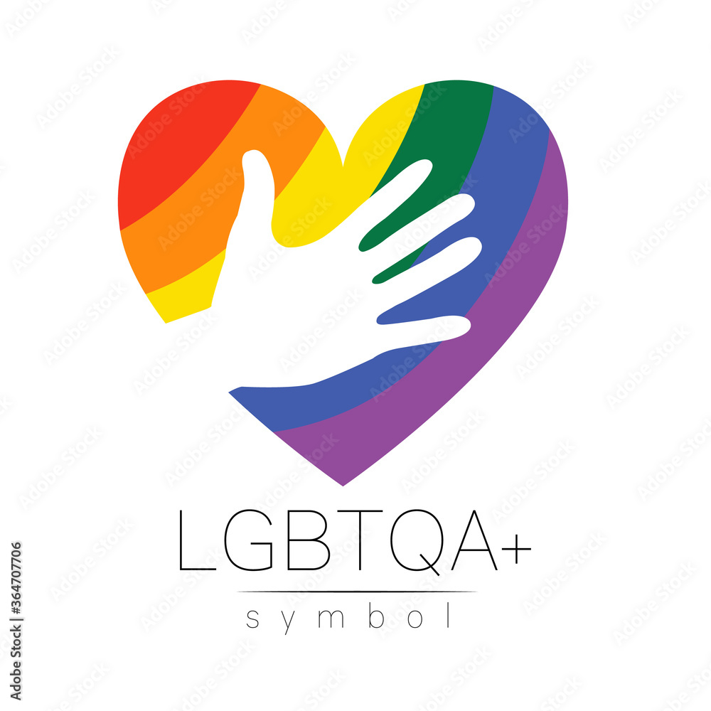 Vector LGBTQA logo symbol. Pride flag background. Icon for gay, lesbian ...