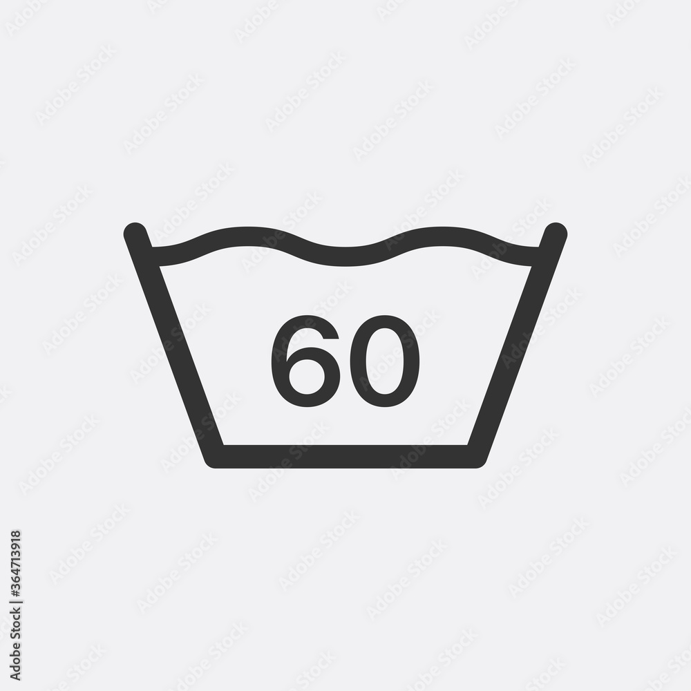 60 degree wash icon. Laundry symbol modern, simple, vector, icon for ...