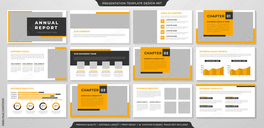business annual report presentation layout template with clean ...