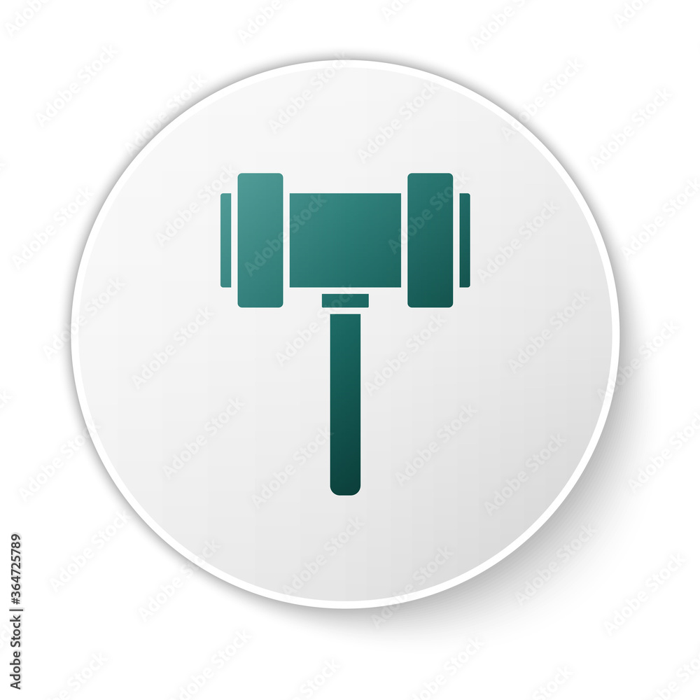 Green Judge gavel icon isolated on white background. Gavel for ...