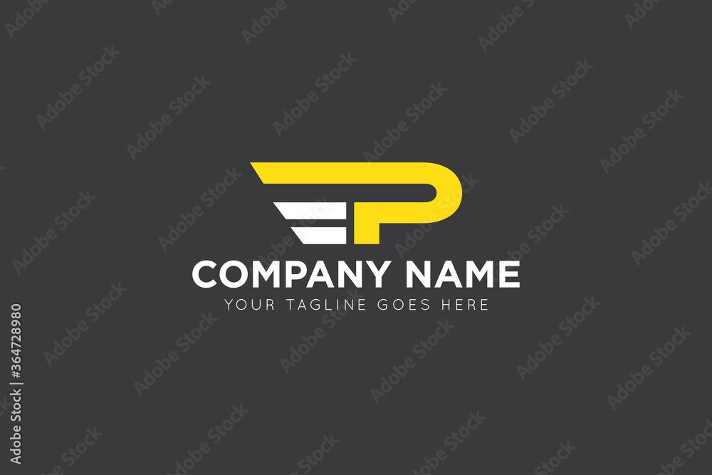 initial letter p wing speed logo, icon, symbol vector illustration ...