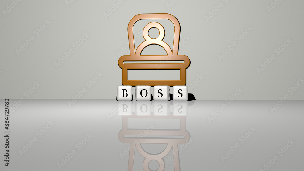 3D graphical image of BOSS vertically along with text built by metallic ...