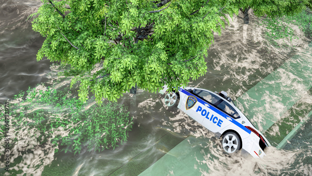 flooded road during a flood caused by heavy rain 3d rendering Stock ...