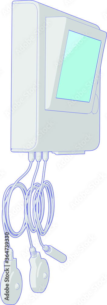 ECG EKG Electrocardiogram Medical Device Machine Perspective Angle ...