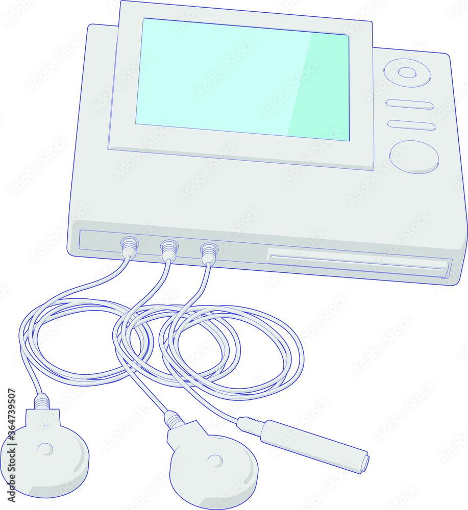 ECG EKG Electrocardiogram Medical Device Machine Perspective Angle ...