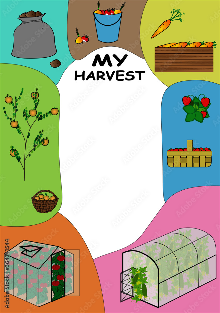 Colorful frame with fresh harvest for your summer photo or text. Good ...