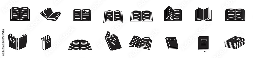 Book icons set, logo isolated on white background, vector illustration ...