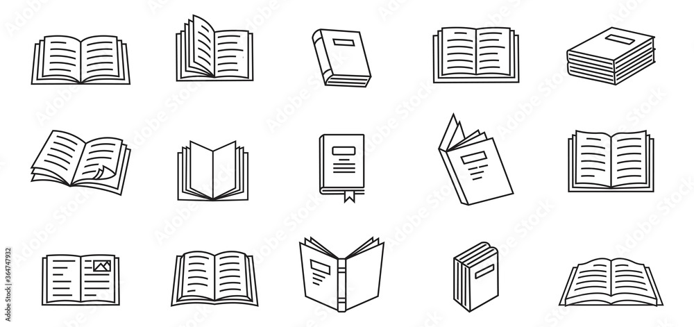 Set line icons book, logo isolated on white background, vector ...