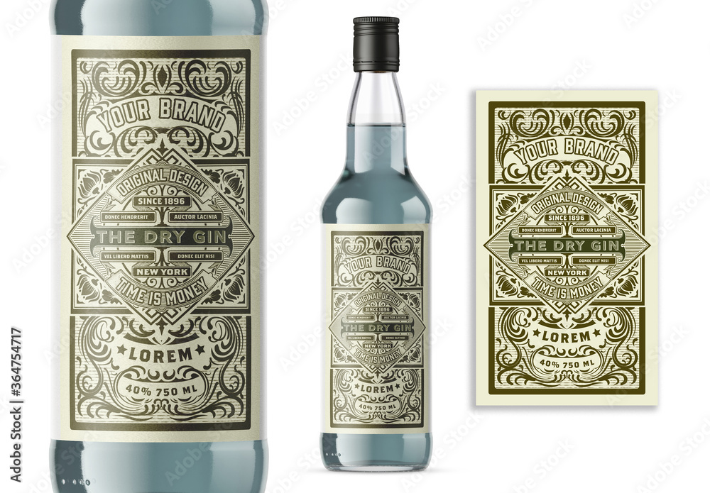 Vintage Liquor Label Packaging Layout Stock Template | Adobe Stock
