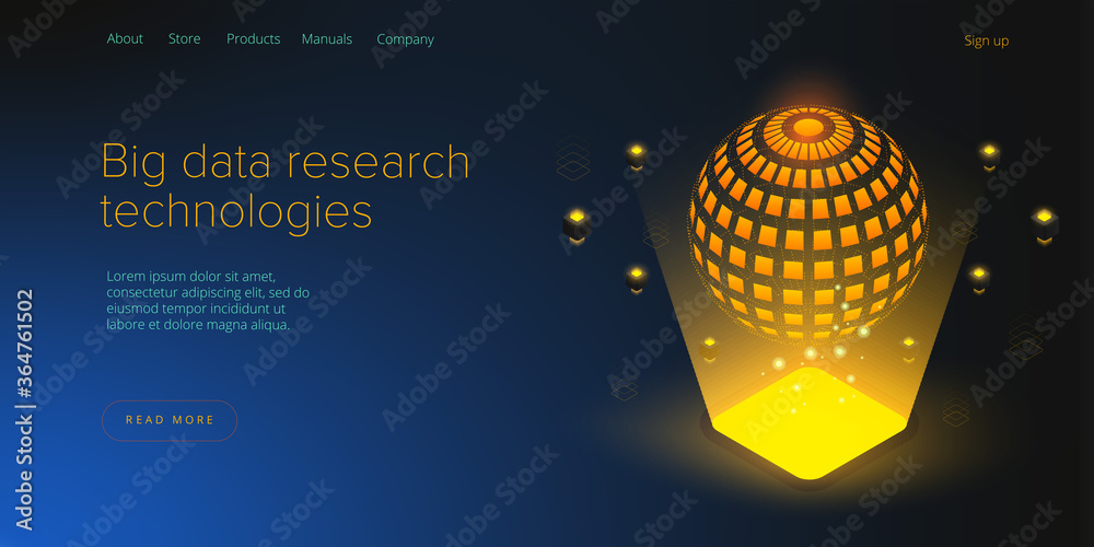 Big data technology in isometric vector illustration. Information ...