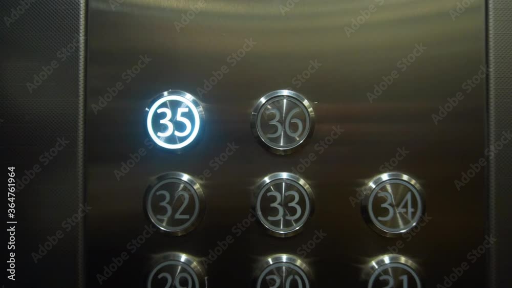 Buttons in the elevator. The button in the elevator to the thirty-fifth ...