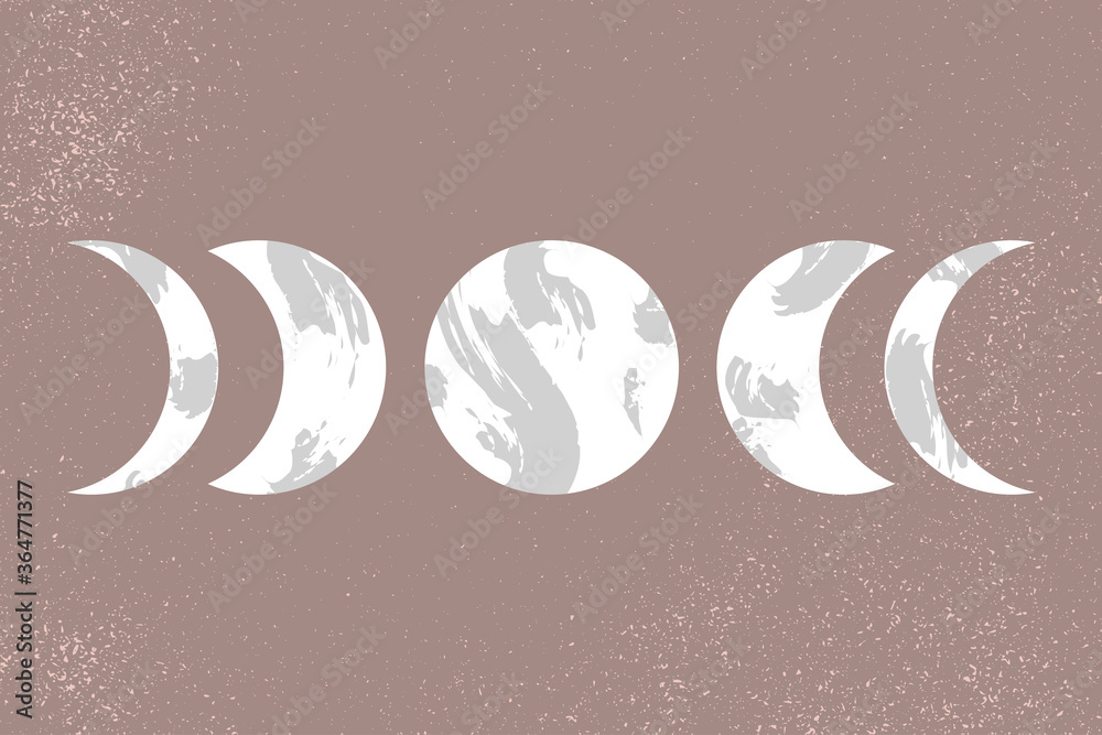 Abstract contemporary aesthetic background with Moon phases. Mid ...