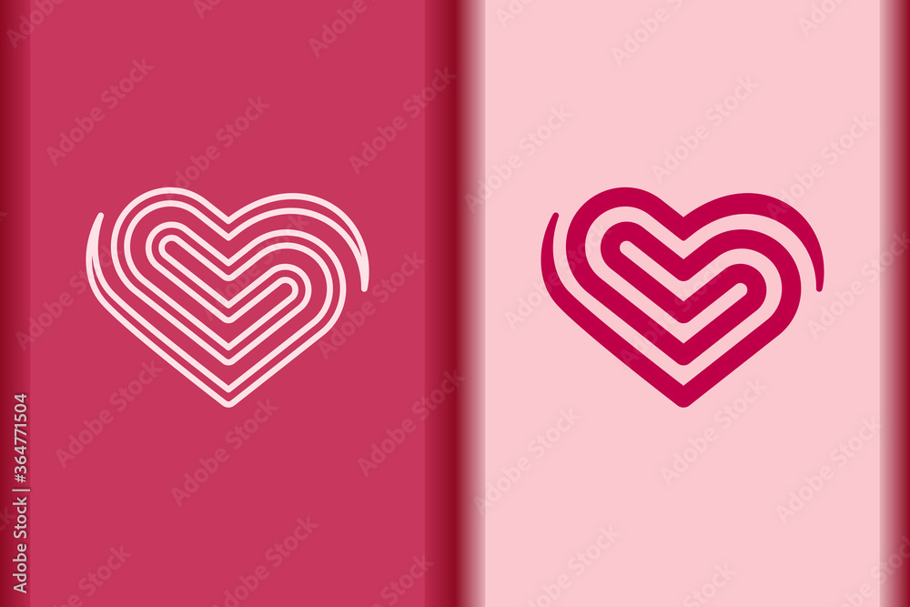 Vector heart, love icon minimal flat simple heart concept symbols ...