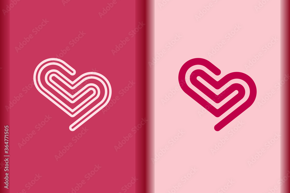 Vector heart, love icon minimal flat simple heart concept symbols ...