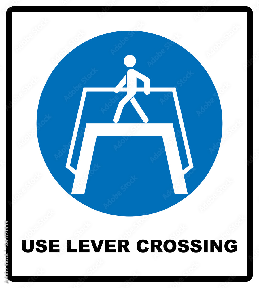 Vetor de Use level crossing sign. Blue mandatory symbol. Pedestrian ...