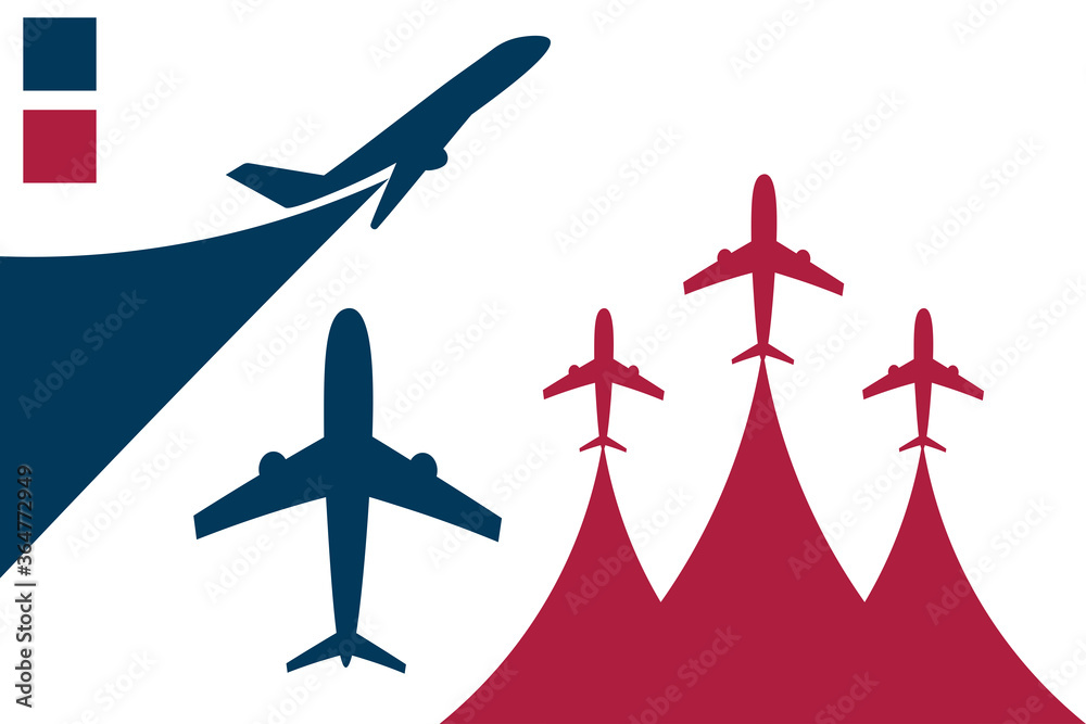 Aviation set with different planes. Template for background, banner ...