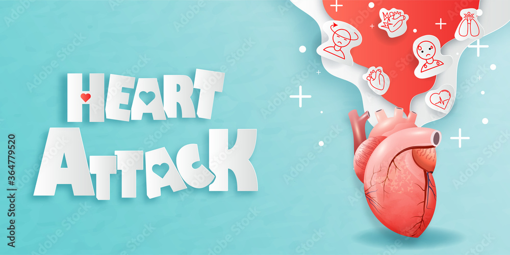 Vetor de Heart attack, sign, and symptom of the disease. A concept hospital for wallpaper and ...