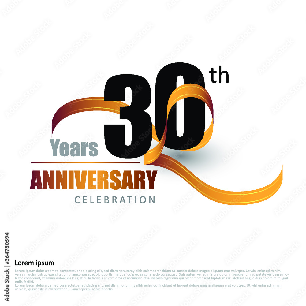 30 years anniversary logo template with ribbon. Poster template for ...