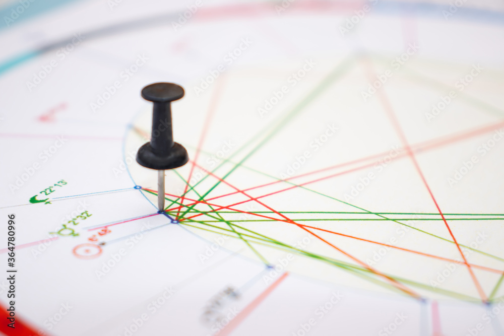 Setting a confusing astrological task. Symbols of zodiac signs, planets ...