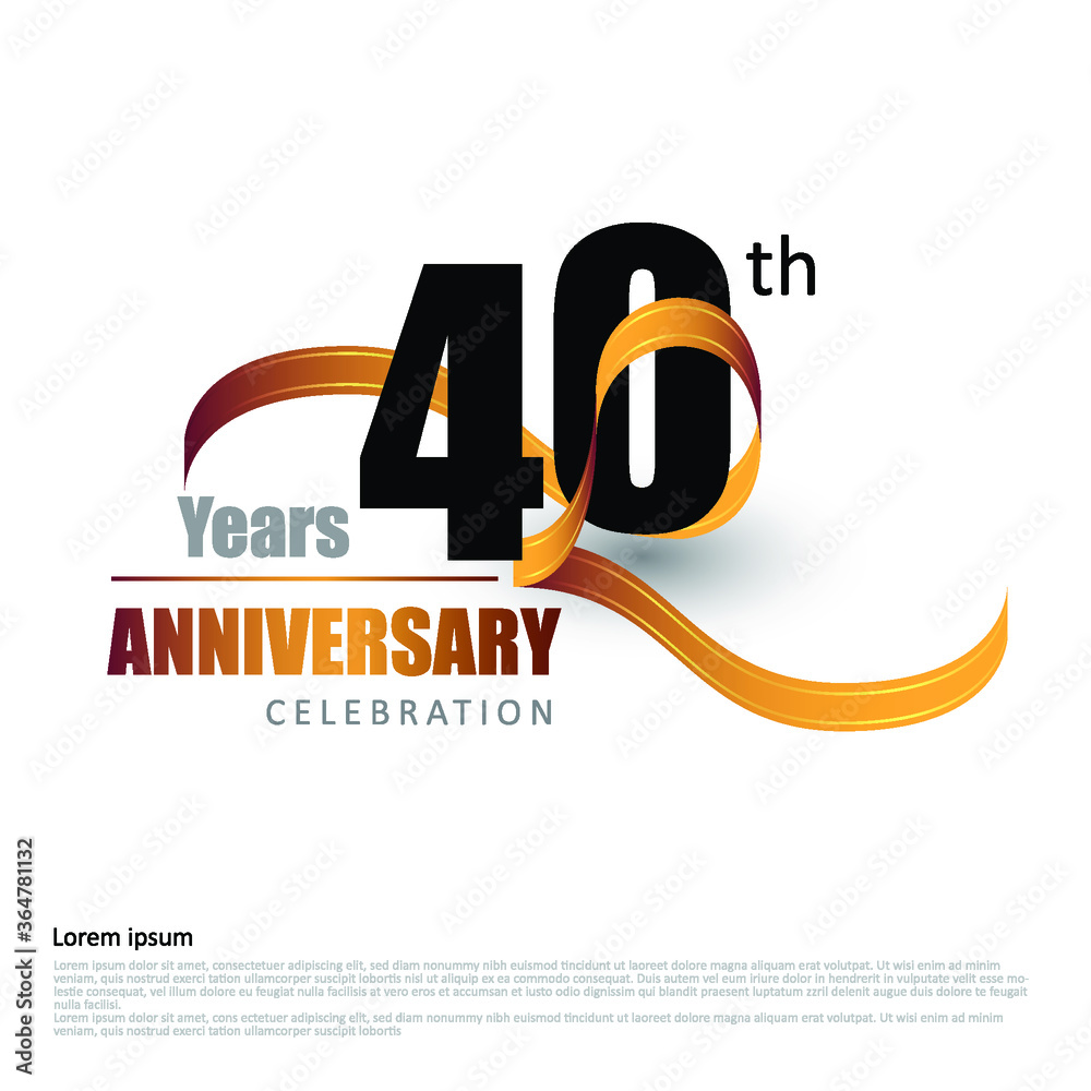 40 years anniversary logo template with ribbon. Poster template for ...