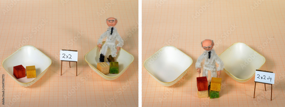 Split screen image with model situation showing the basics of ...