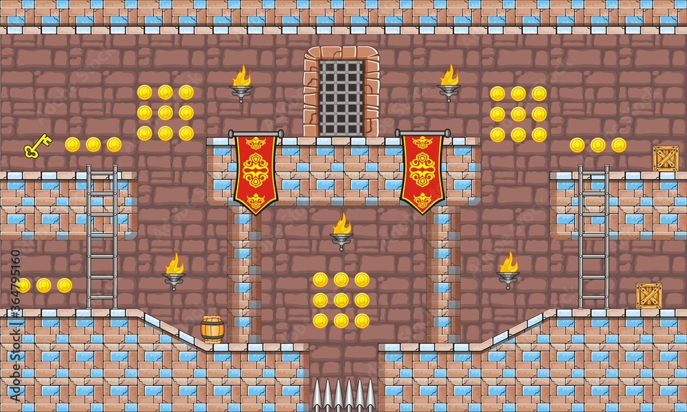 Tile set platform for castle game, A set of layered vector game asset ...