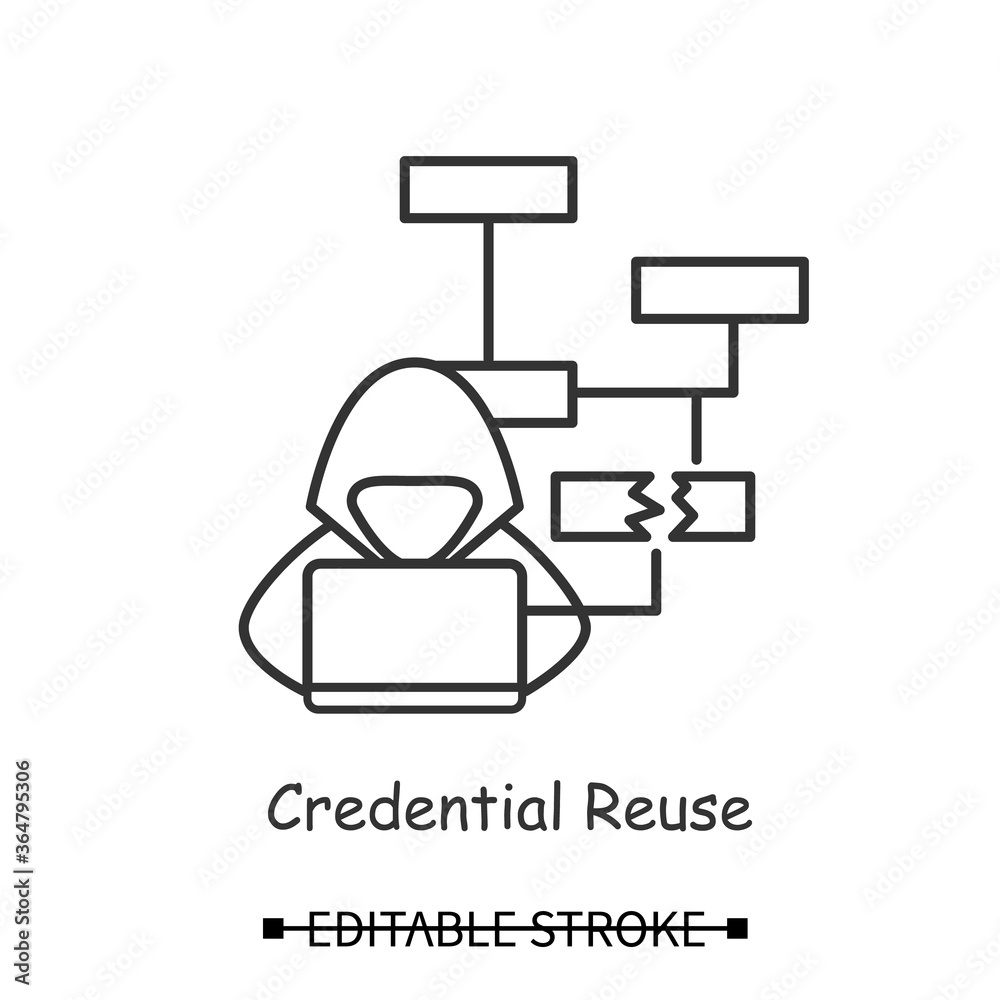 Hacker icon. Website attack reusing old account password or credentials ...