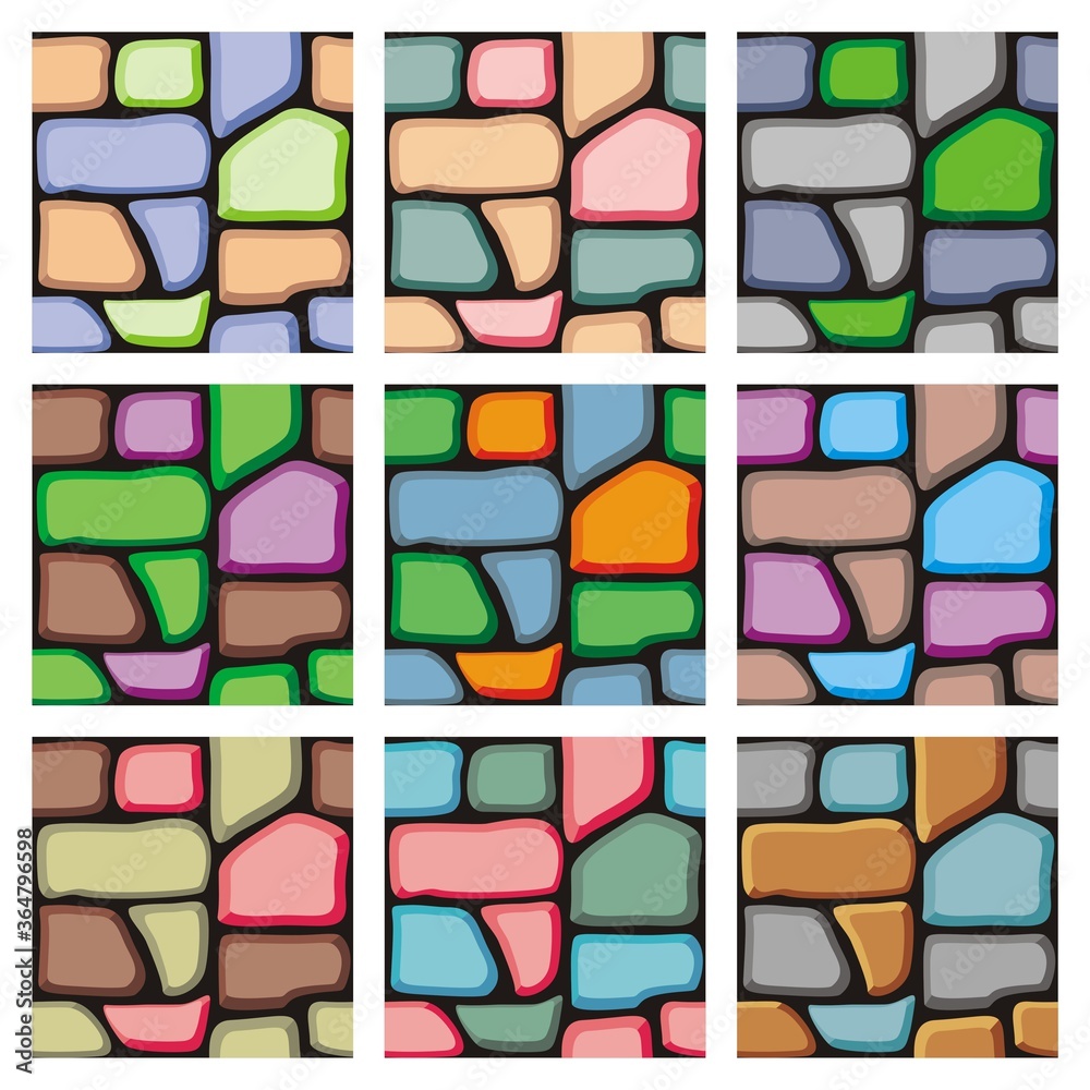 set of seamless pattern vector illustration of stone texture, in ...