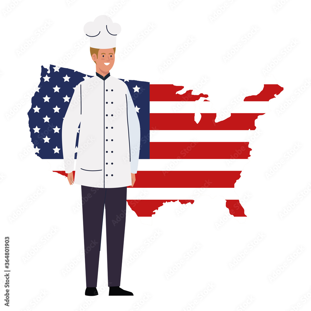 chef man with usa flag map design, Labor day holiday and patriotic ...
