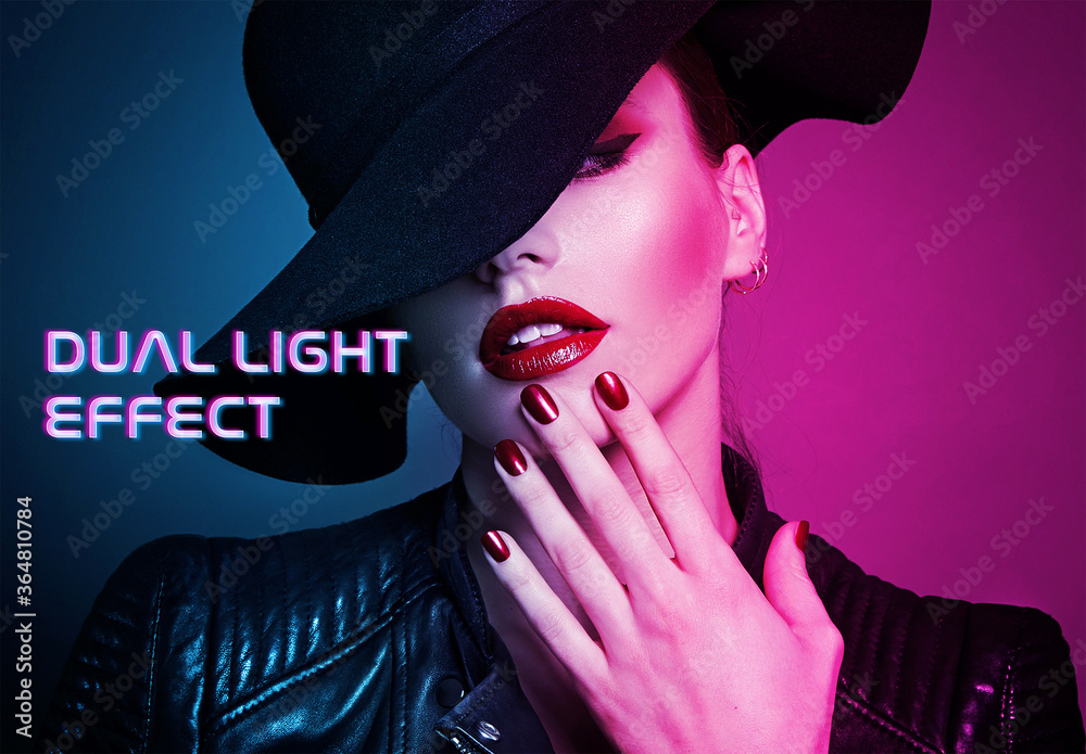 Dual Light Photo Effect Mockup Stock Template | Adobe Stock