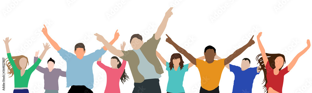 Happy crowd of people. Concept of victory, happiness, success and etc ...