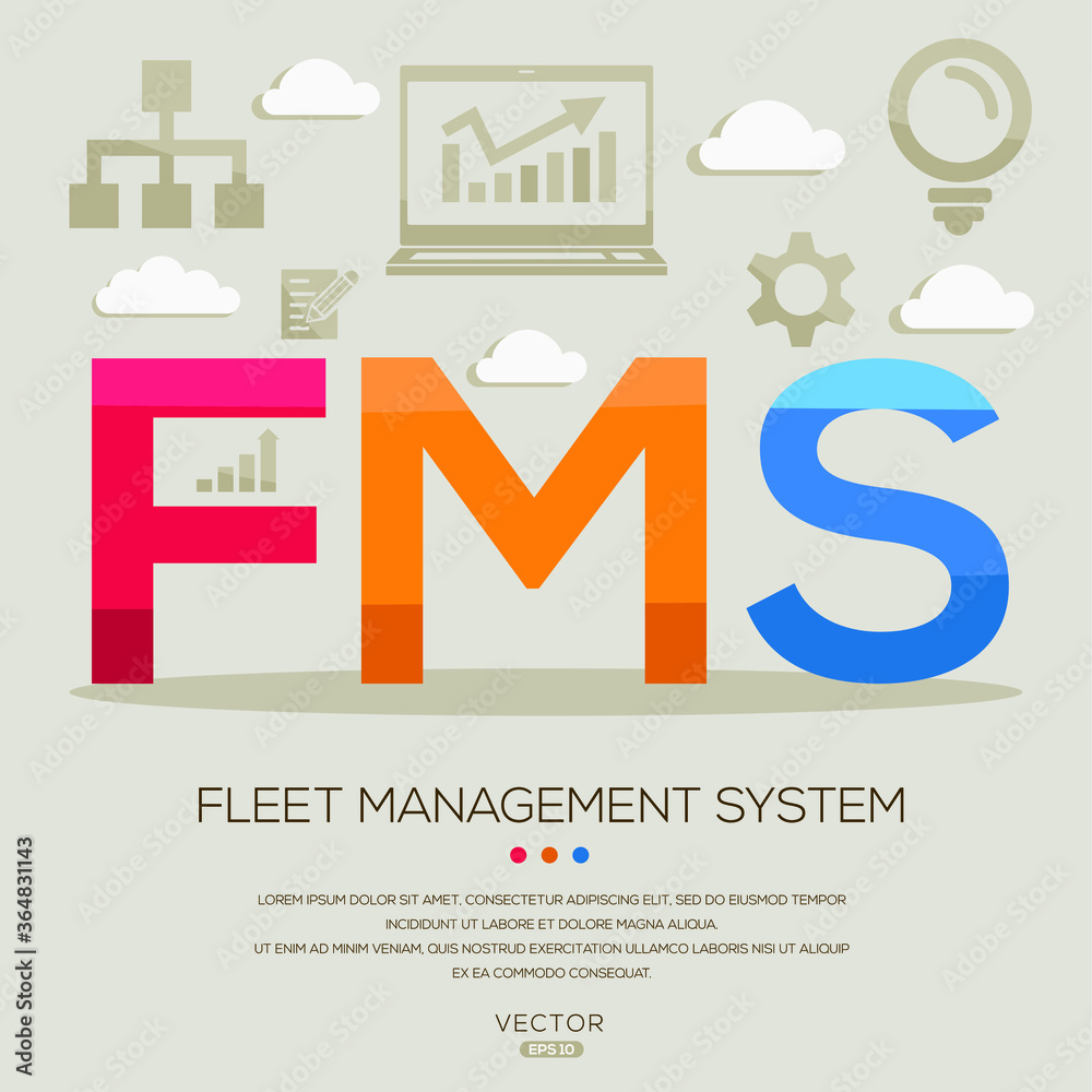 FMS mean (fleet management system) ,letters and icons,Vector ...