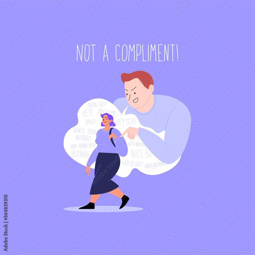 Harassment on the street. A guy shouting inappropriate words to a woman ...