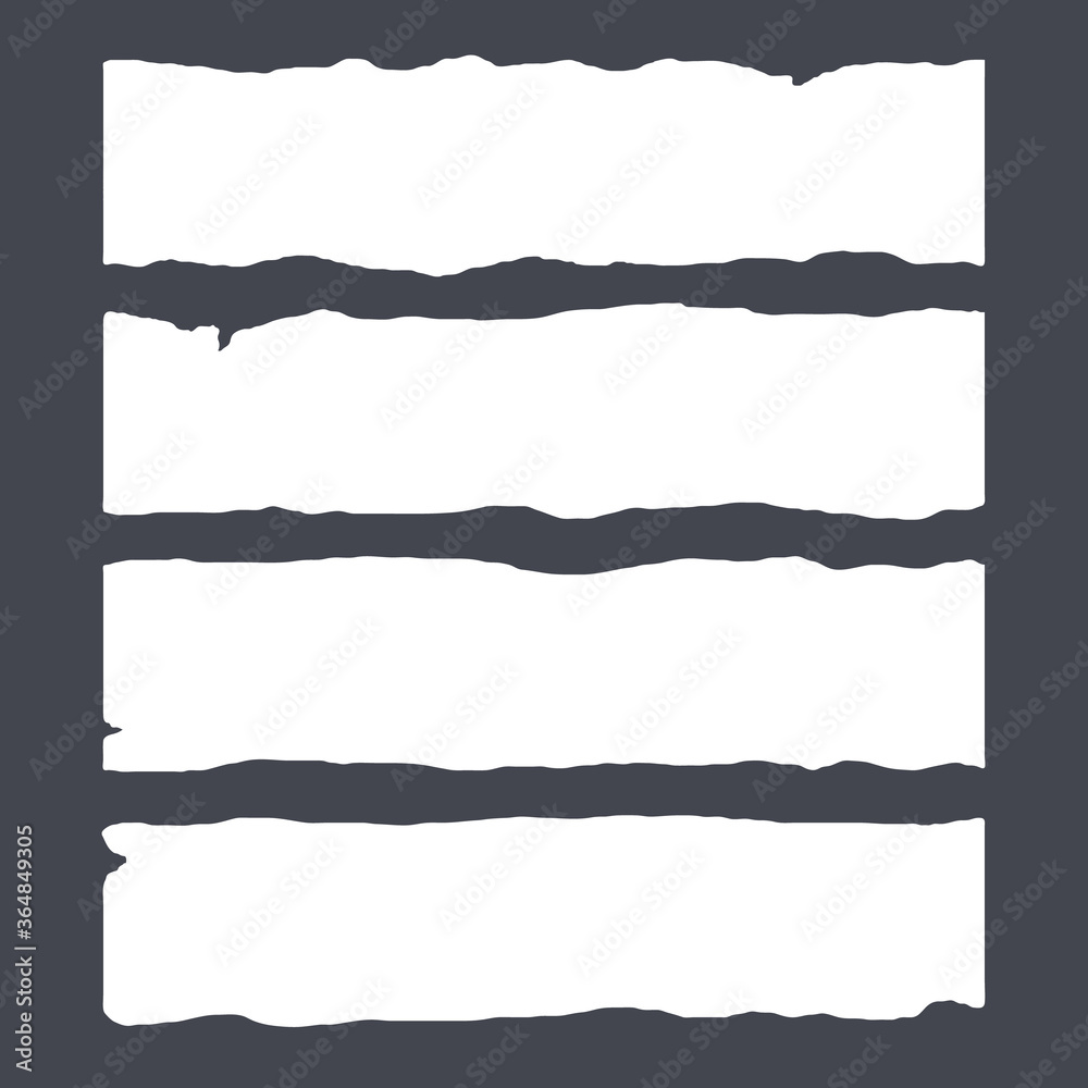 Long Horizontal Torn Off Pieces of Paper. Empty Isolated Edges set on ...