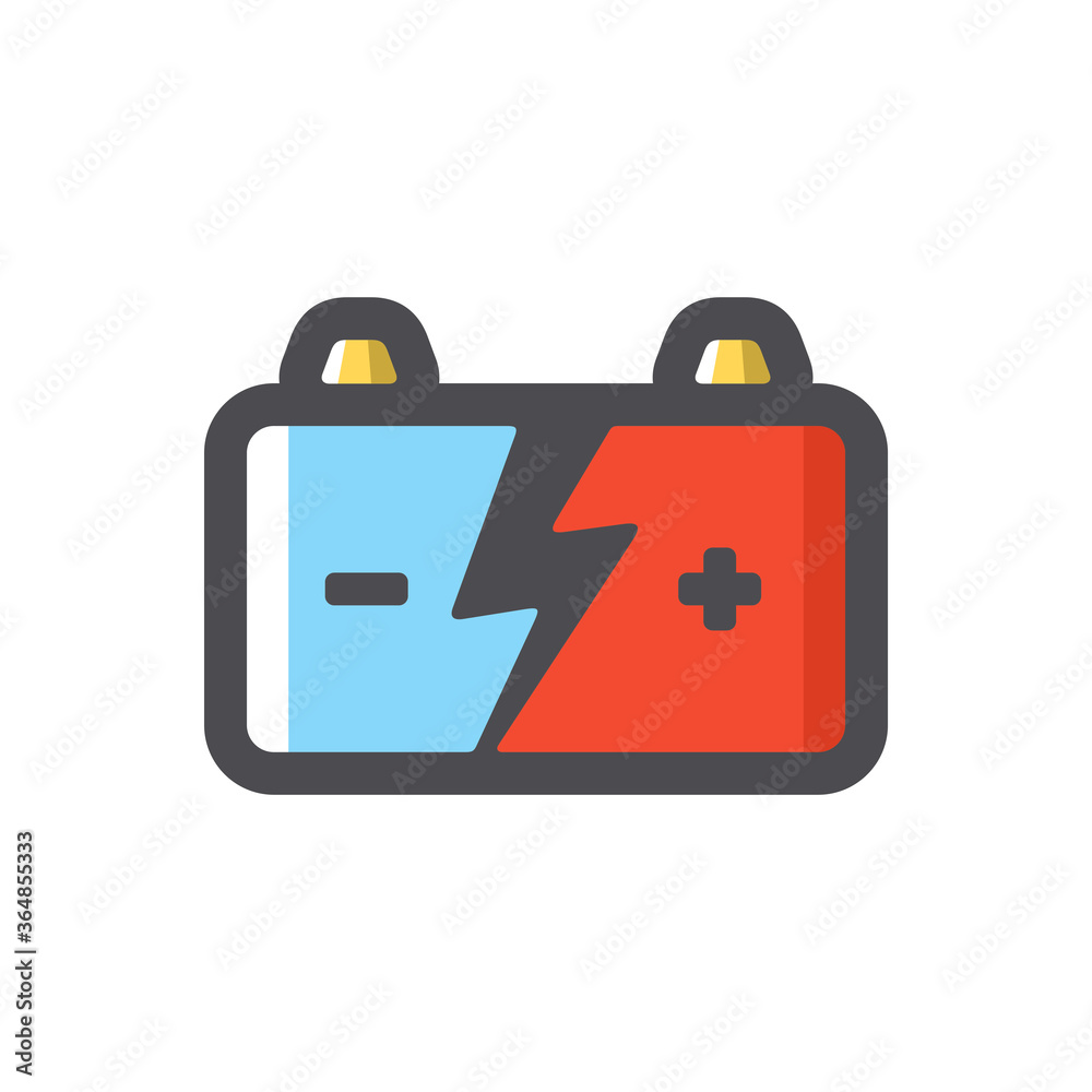Car Battery. Accumulator. Car electricity. Vector Cartoon illustration ...