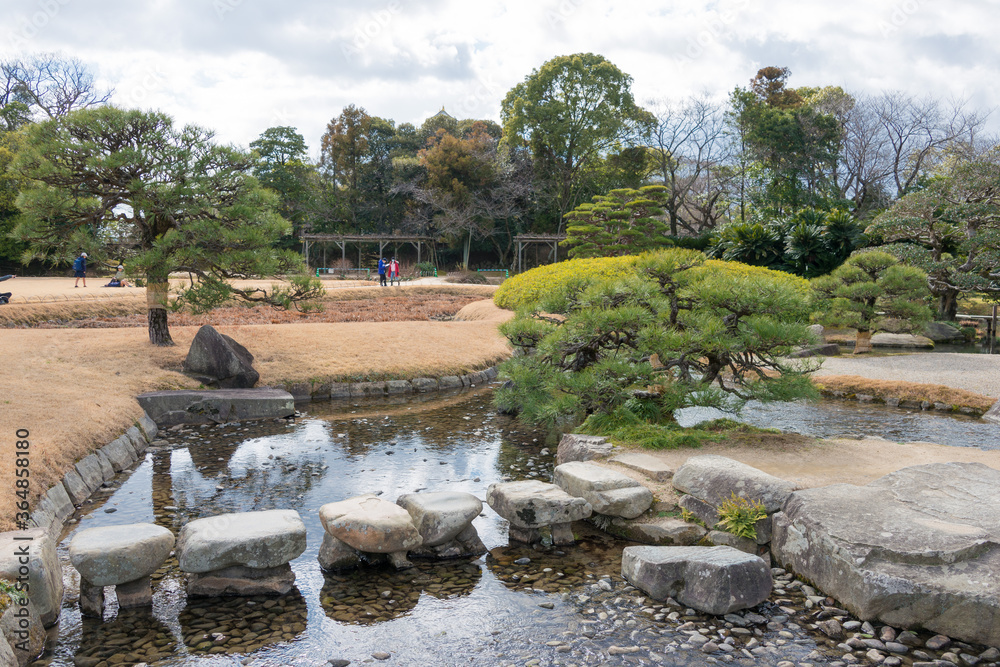 Korakuen Garden in Okayama, Japan. Korakuen was built in 1700 by Ikeda ...