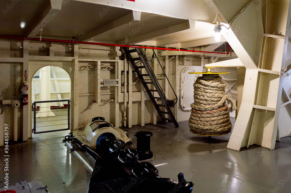 NEW YORK, USA - SEP 25, 2015: Interior of the USS Intrepid (The ...