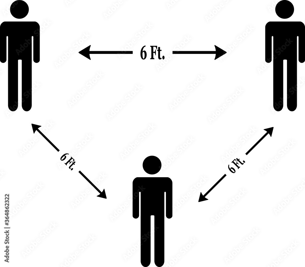 Six feet apart diagram, Vector Illustration. Stock Vector | Adobe Stock