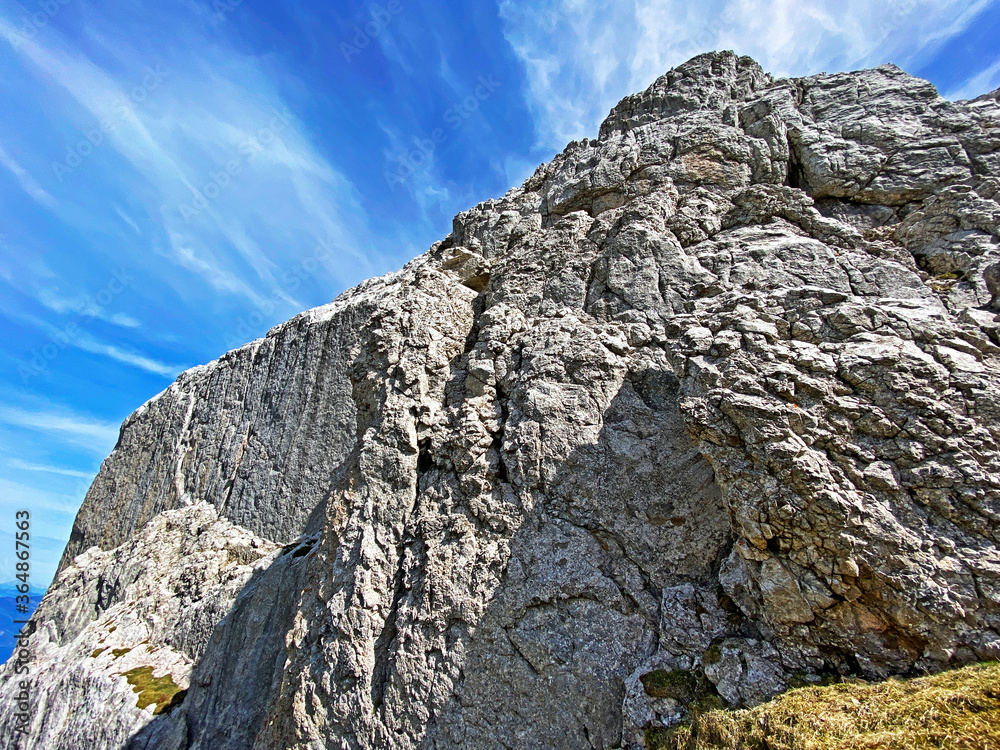 Alpine peak of Matthorn in the Swiss mountain range of Pilatus and in ...