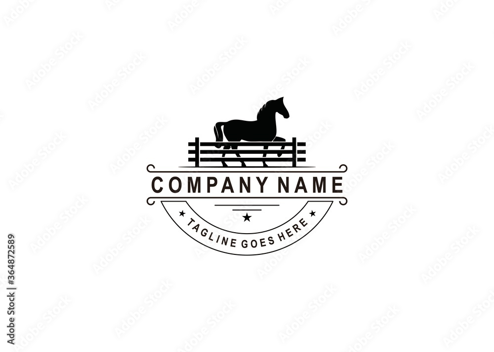 Retro Vintage Cattle / Beef Emblem Label logo design and horse symbol ...