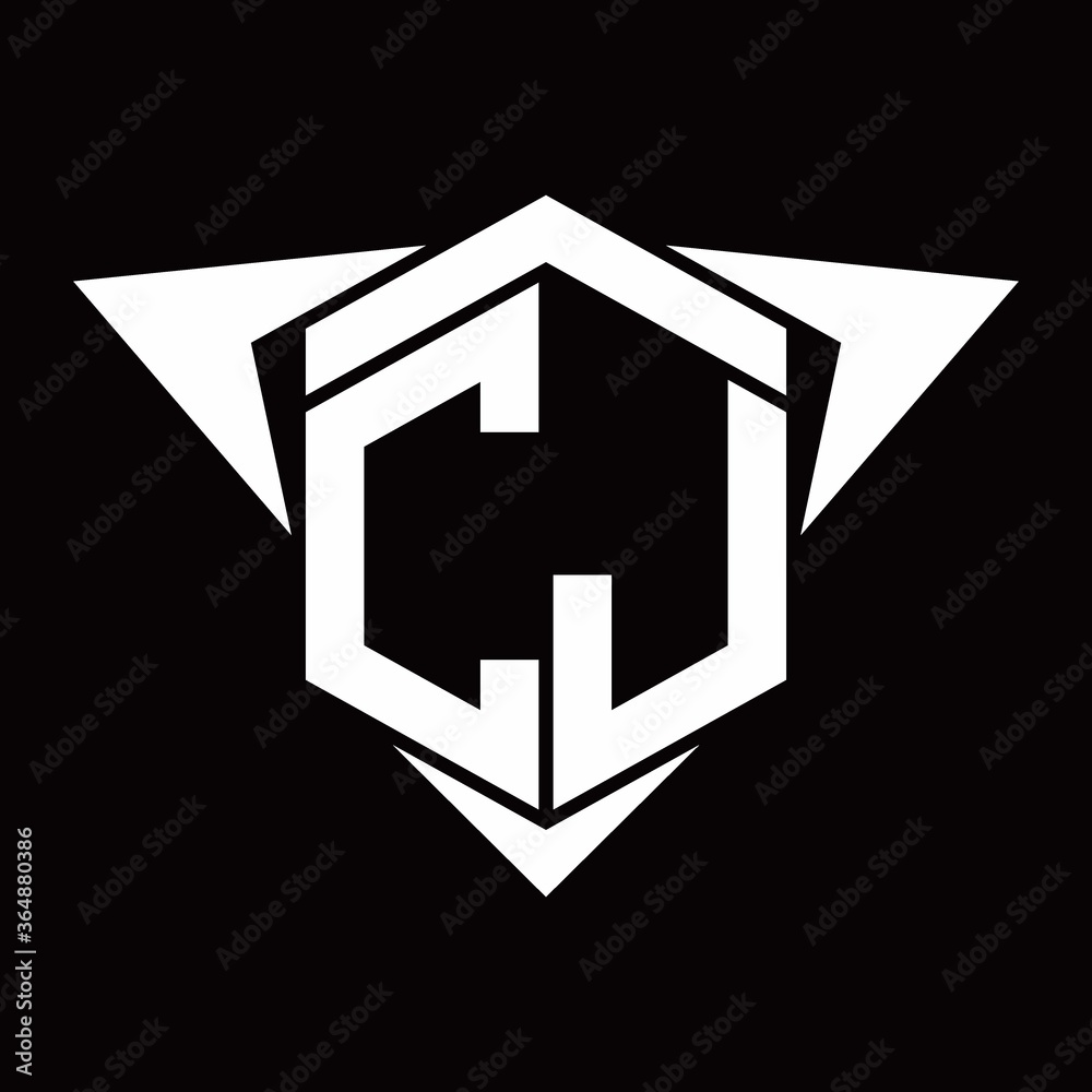 CJ Logo monogram with wings arrow around design template Stock Vector ...