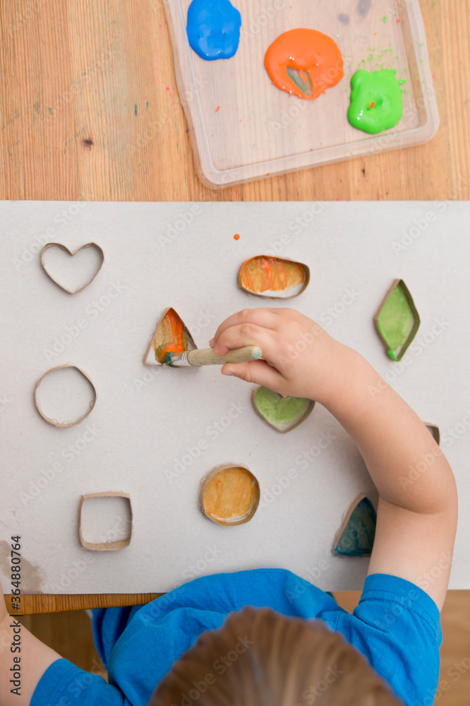 Child learn geometric shapes. Fine motor skills. Preschool or special ...