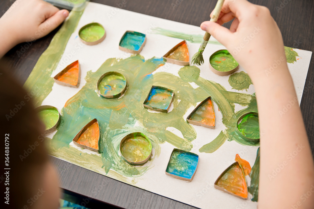 Child learn geometric shapes. Fine motor skills. Preschool or special ...