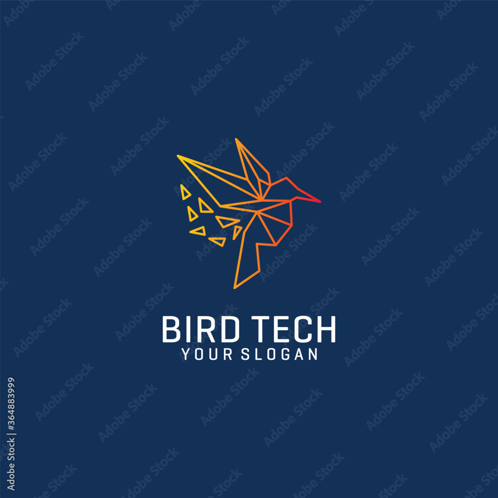Bird technology logo gradient color Stock Vector | Adobe Stock