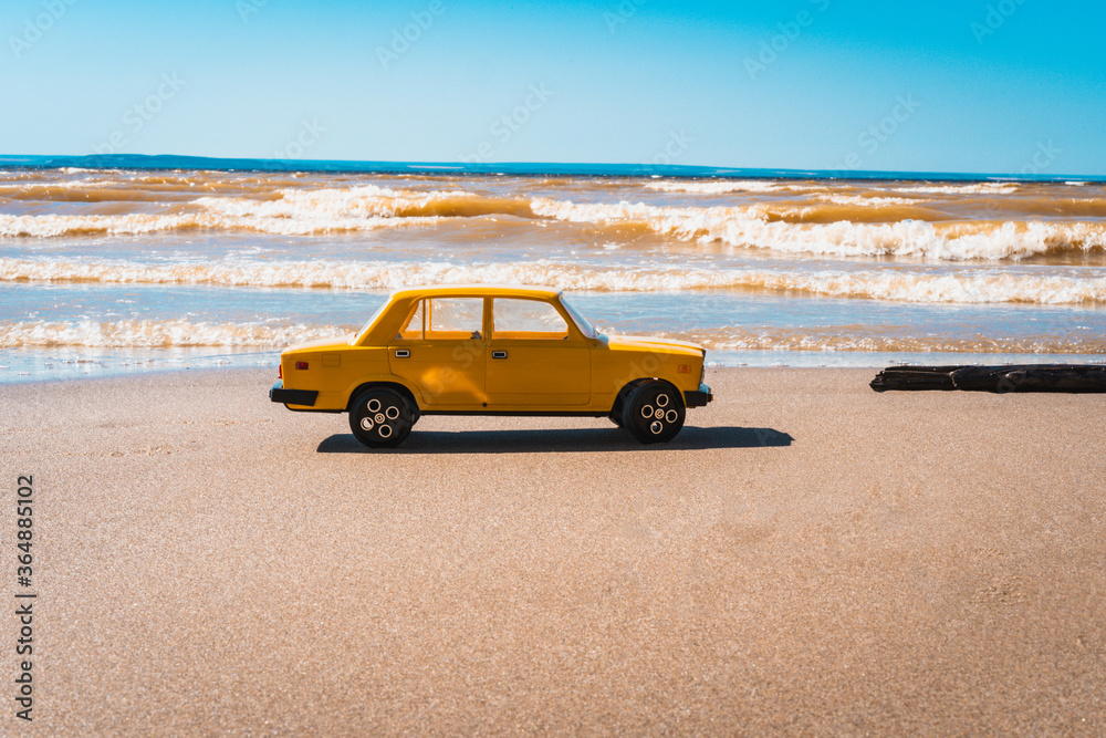 Togliatti / Russia - 12 July 2020: Yellow retro car plastic Russian ...