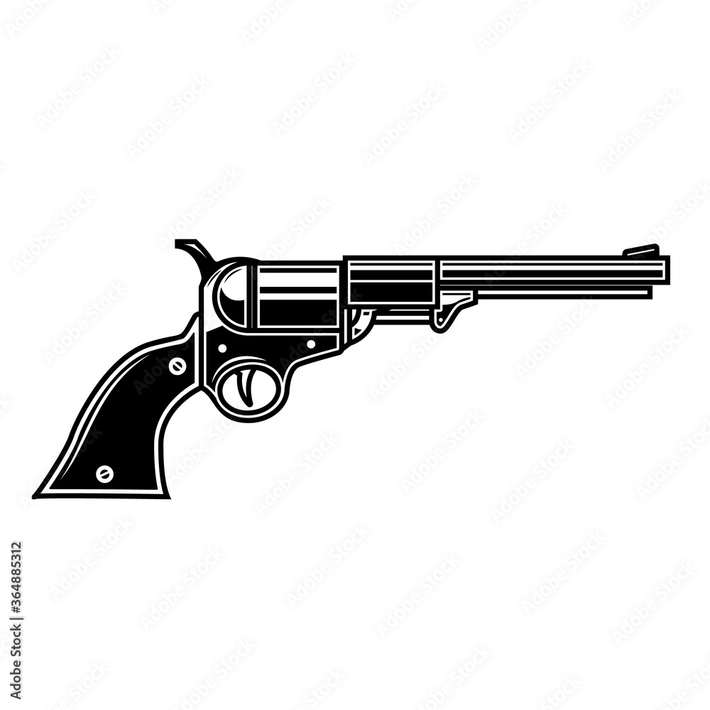 Illustration of retro cowboy revolver. Design element for logo, emblem ...