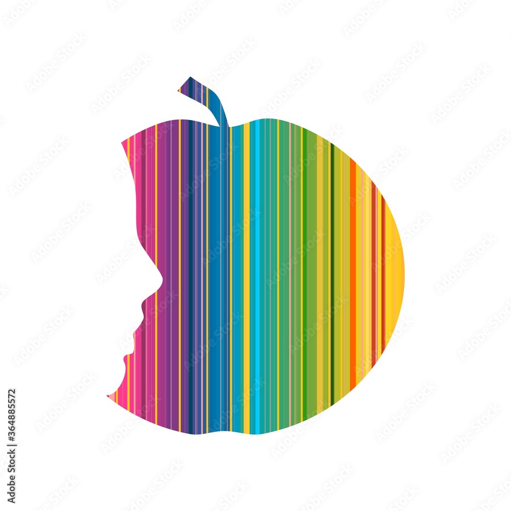 An apple with face profile view. Optical illusion. Human head make ...