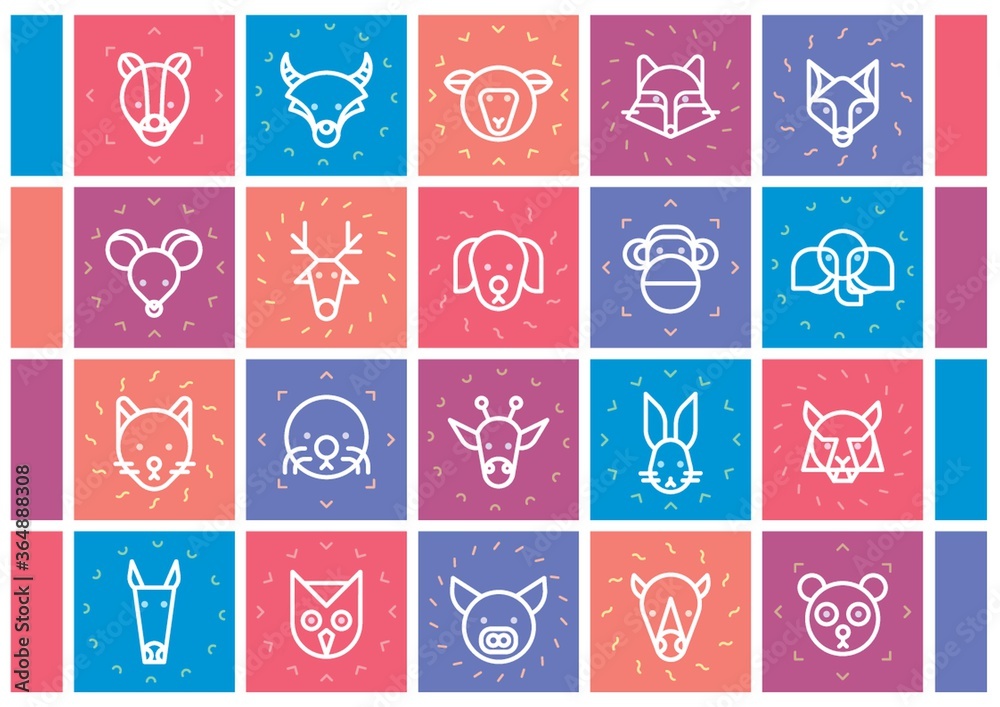 collection of animal faces Stock Vector | Adobe Stock