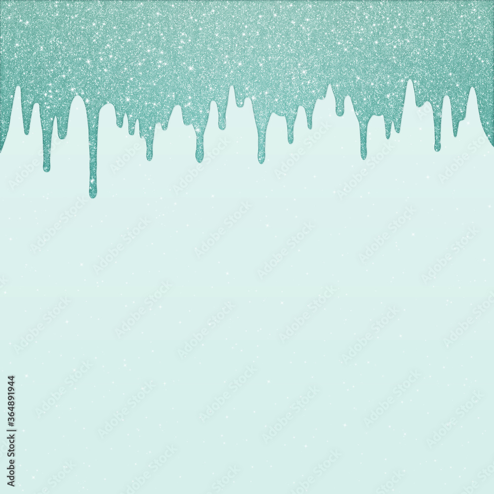 Dripping Teal Glitter Paint on light Gradient Glitter Background Stock ...